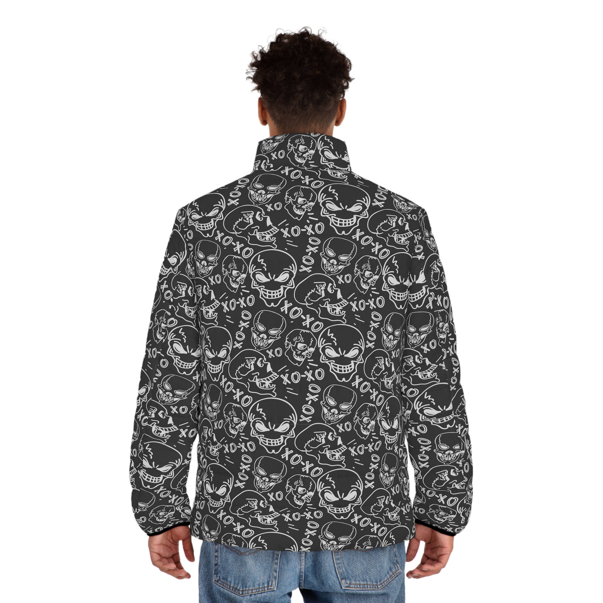 Men's Skull XO-XO Print Puffer Jacket - Etsy