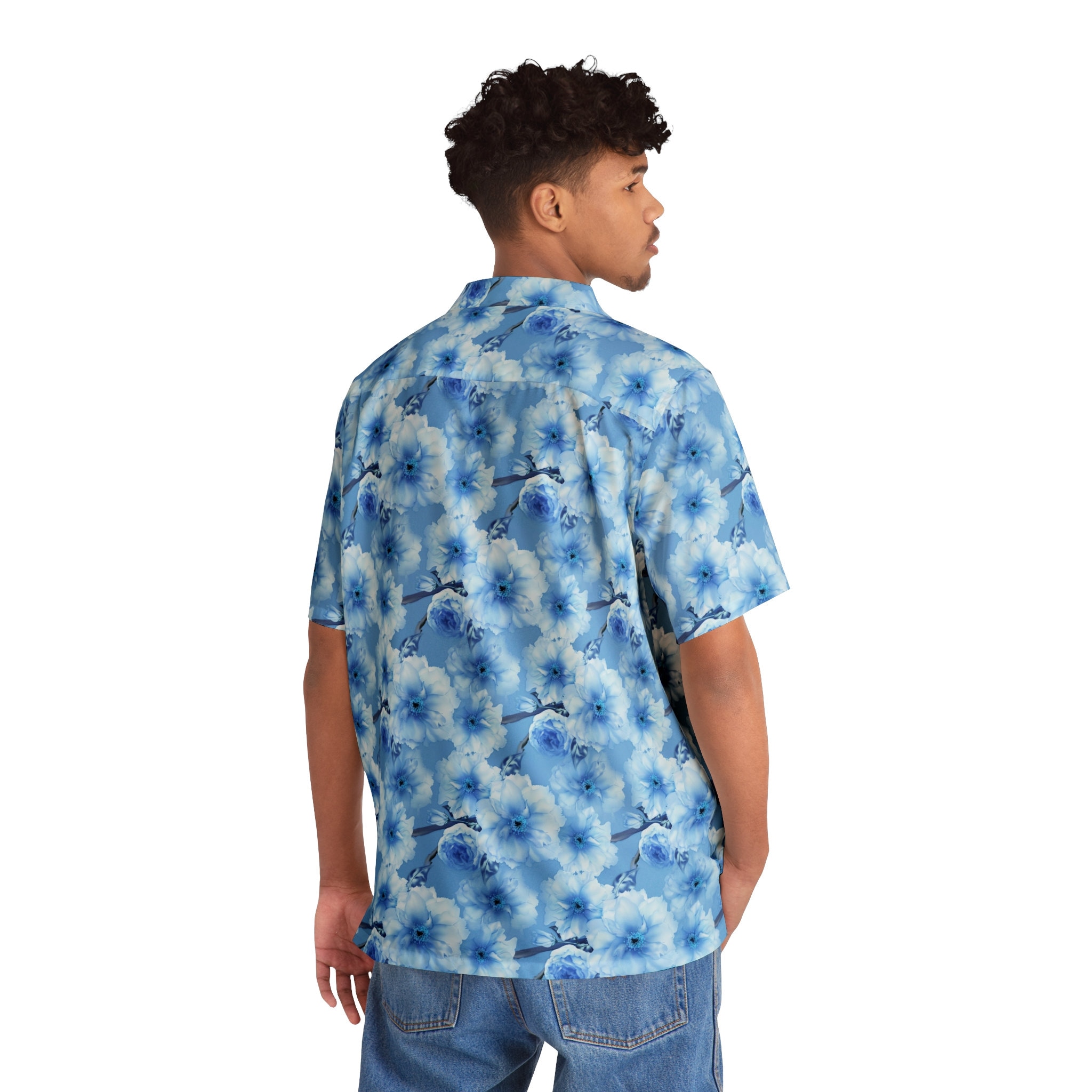 Men's Light Blue Cherry Blossom Print Hawaiian Shirt - Etsy