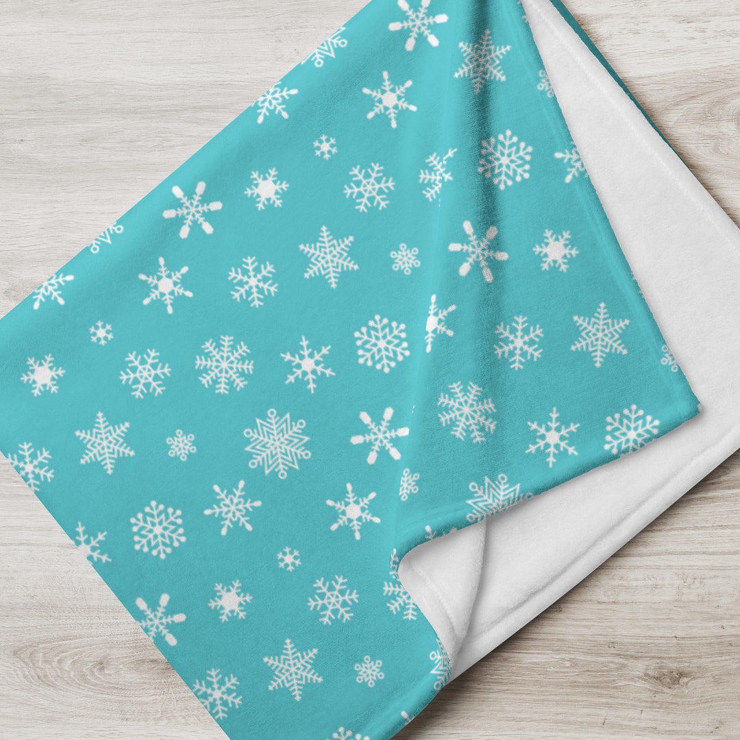 Snowflake Teal Blue/green Plush Fleece Throw Blanket - Etsy