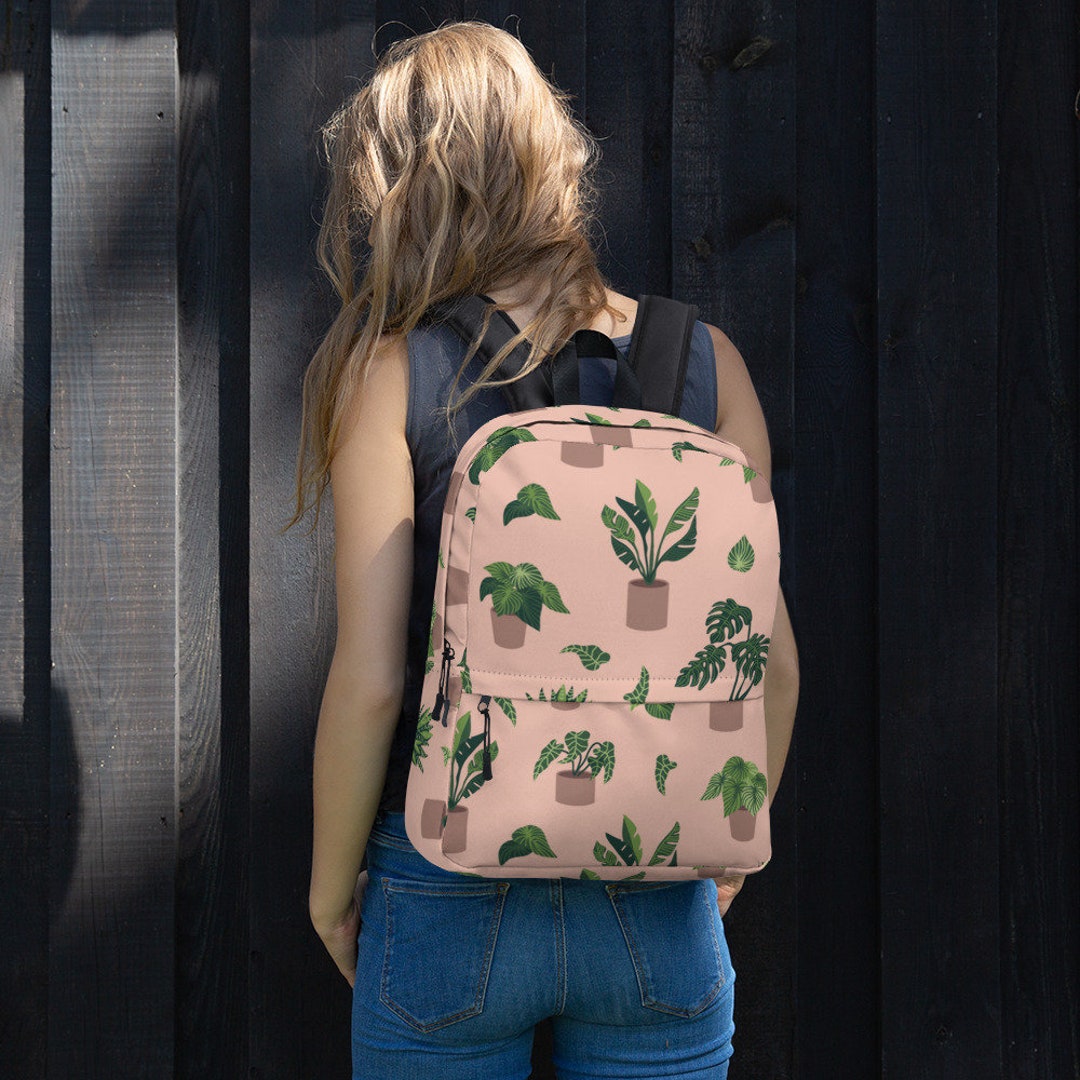 Backpack Plant Print Pink Medium Sized - Etsy