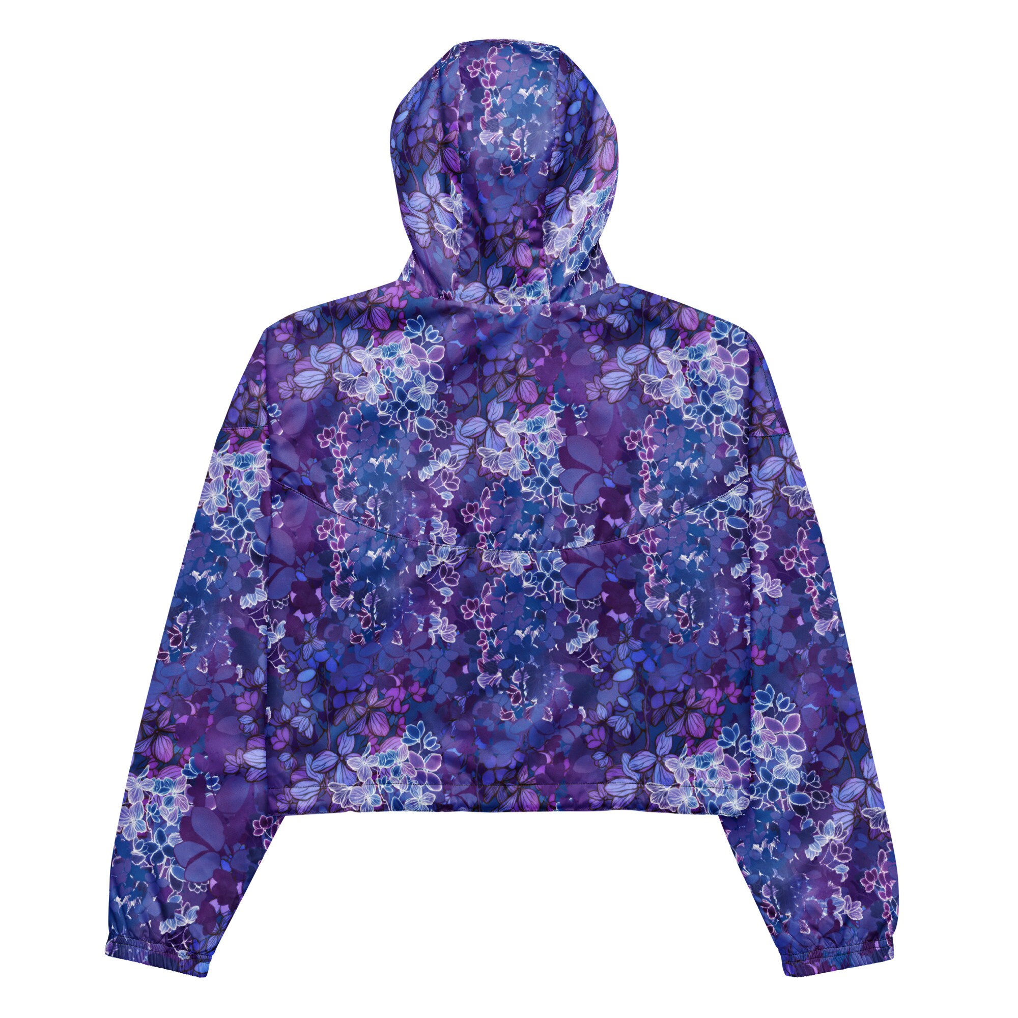 Women’s Purple and Blue Floral Print Cropped Hooded Jacket - Etsy