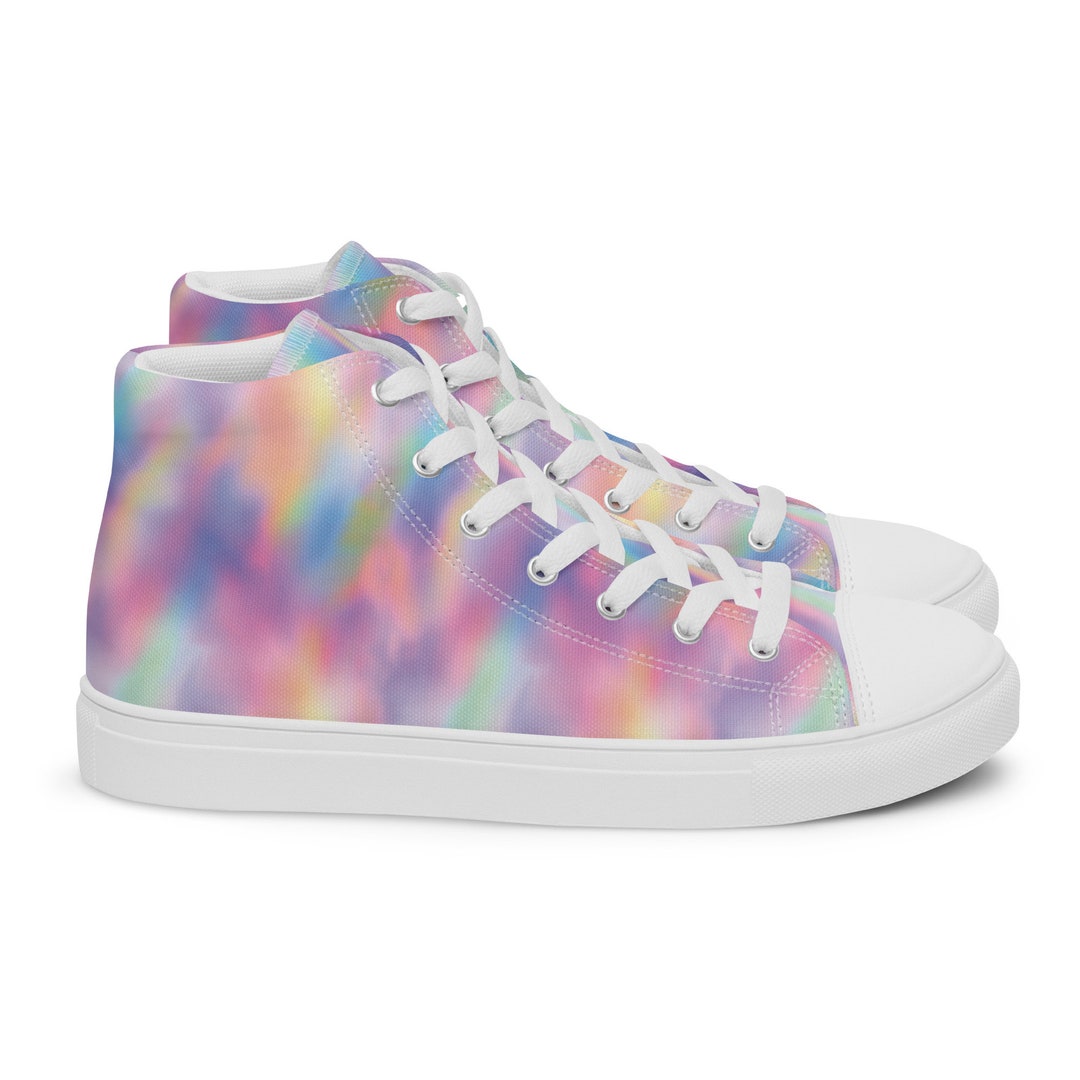 Women’s Watercolor Rainbow High Top Canvas Shoes - Etsy