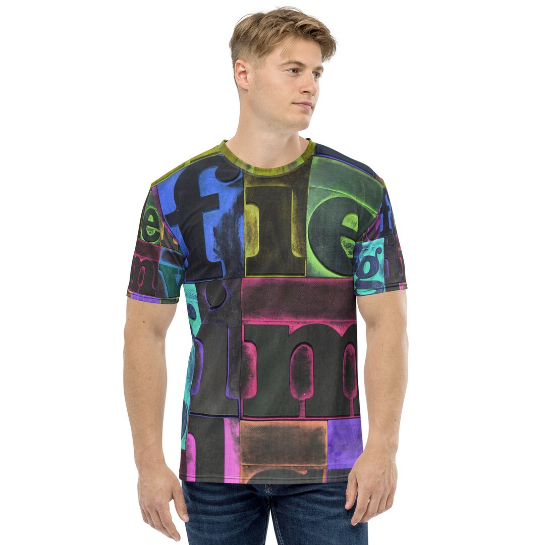 Men's Typewriter Letters Stretch T-shirt - Etsy