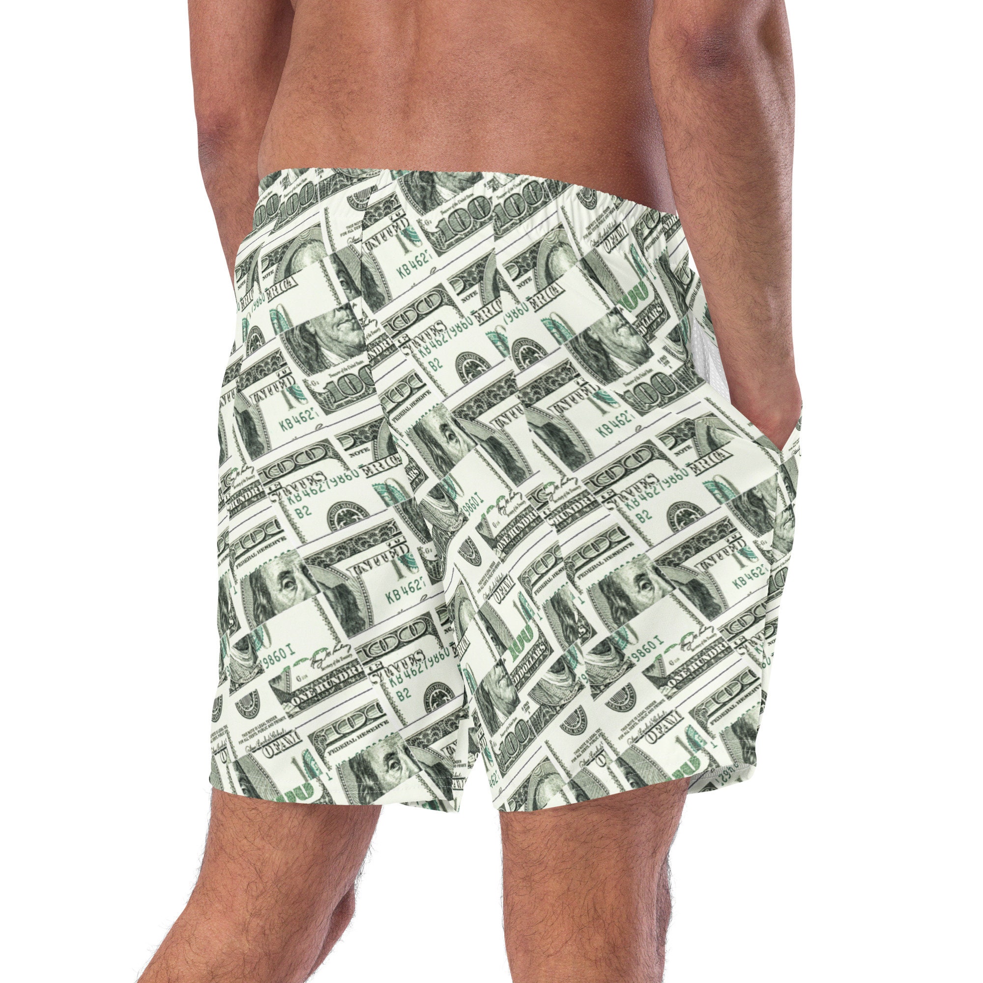 Couples Swimsuits: Dollar Print Bikini Set & Swim Trunks, Recycled - Etsy
