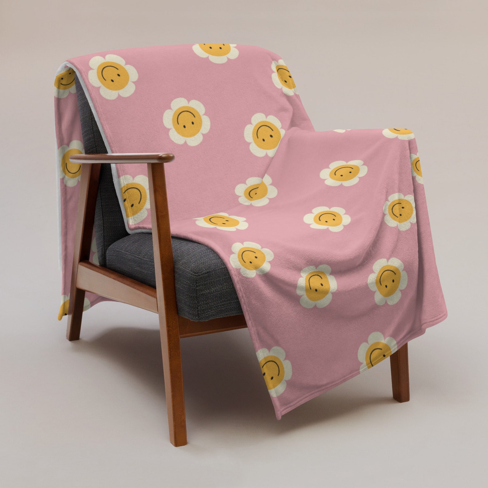 Pink Smiley Face Fleece Throw Blanket - Etsy