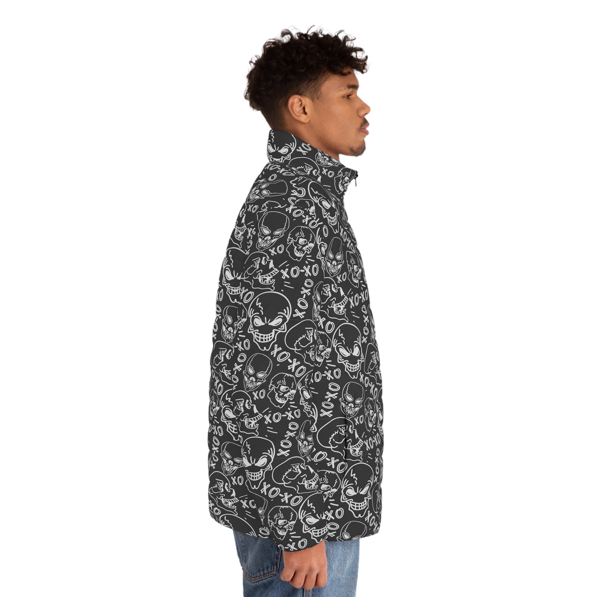 Men's Skull XO-XO Print Puffer Jacket - Etsy