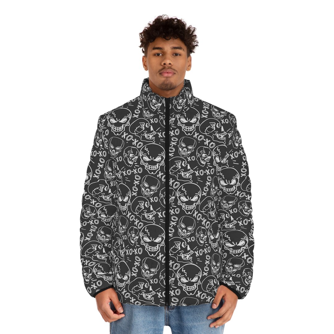 Men's Skull XO-XO Print Puffer Jacket - Etsy