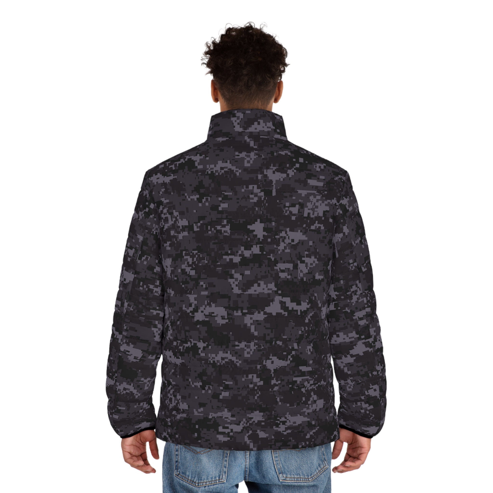 Men's Camouflage Black Pixel Puffer Jacket - Etsy