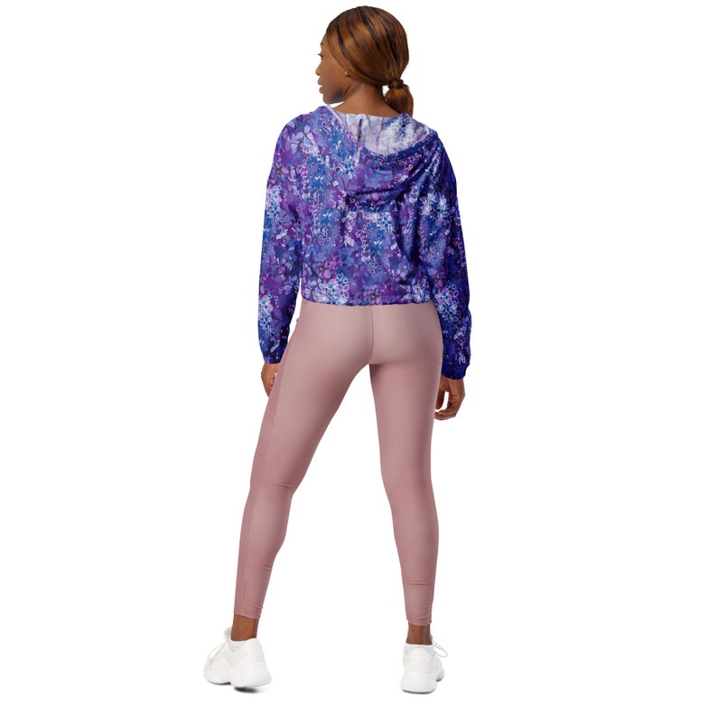 Women’s Purple and Blue Floral Print Cropped Hooded Jacket - Etsy