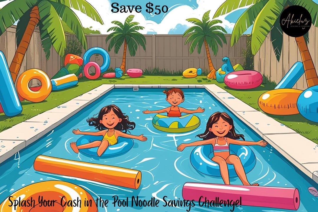 Pool Noodle Savings Challenge: Scratch off Card - Etsy
