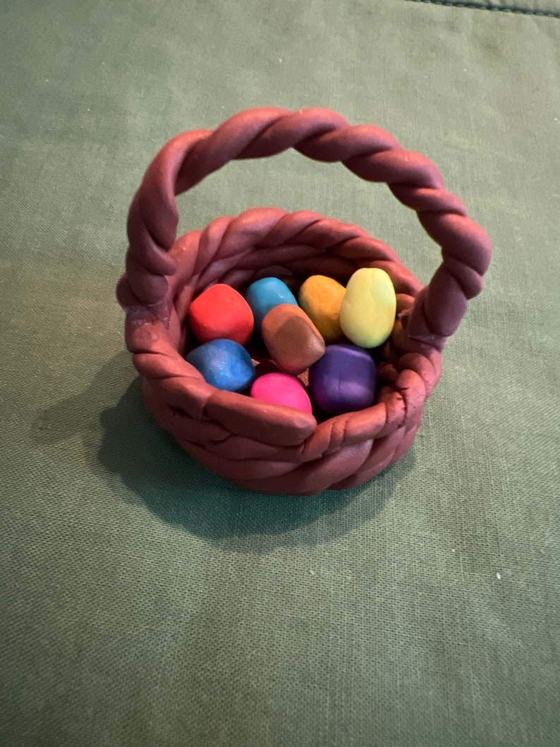 Polymer Clay Easter Basket With Eggs - Etsy