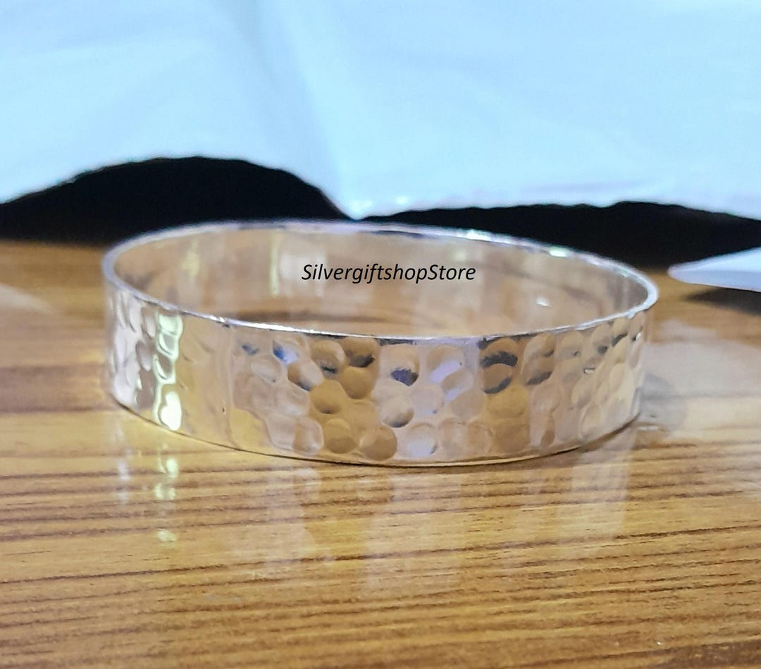 Classic Silver Hammered Bangle / Bracelet, Handmade Hammered 925 ...