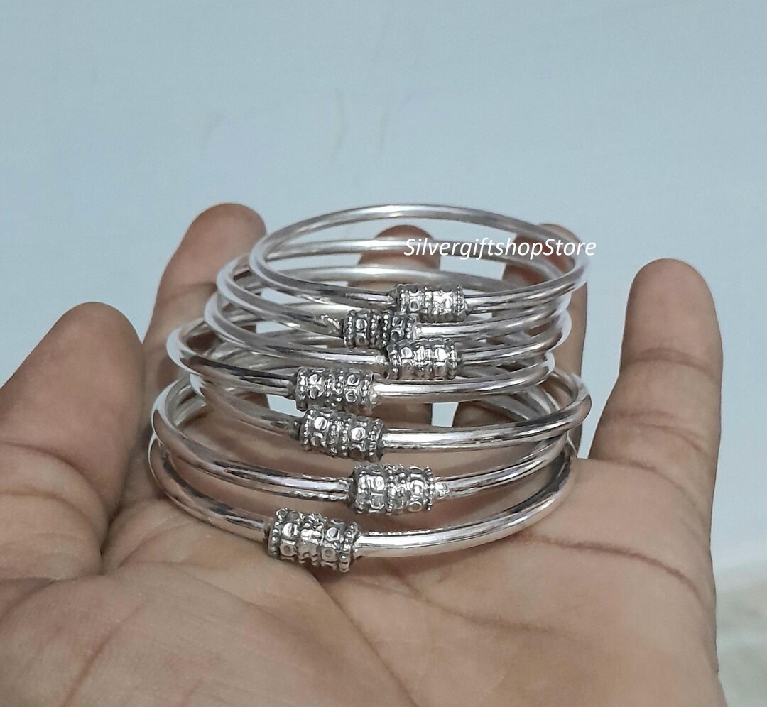Sterling Silver Stacking Bangles - Set of 5 - Women's Gift - Etsy
