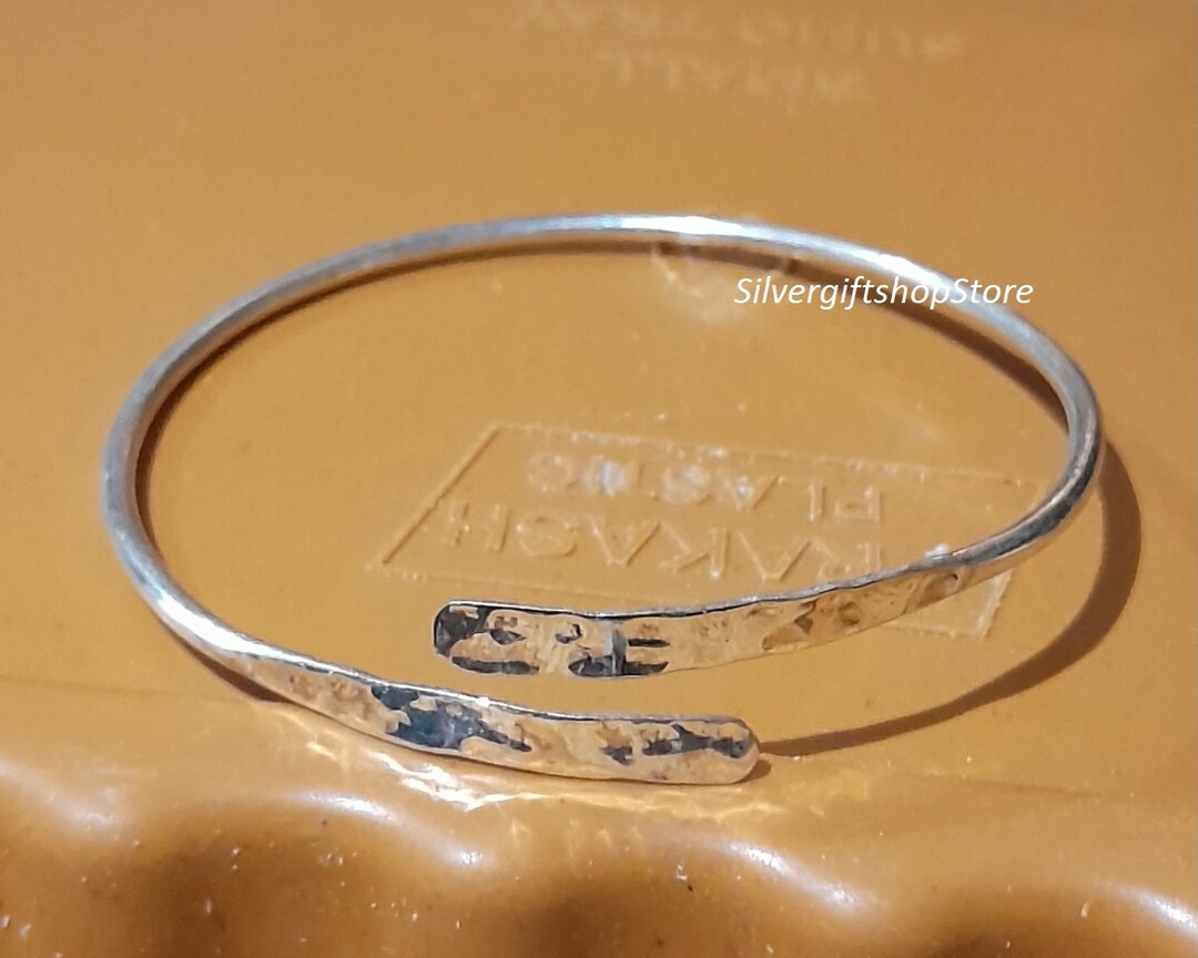 Adjustable Hammered 925 Silver Bangle / Bracelets, Stacking Bracelets ...