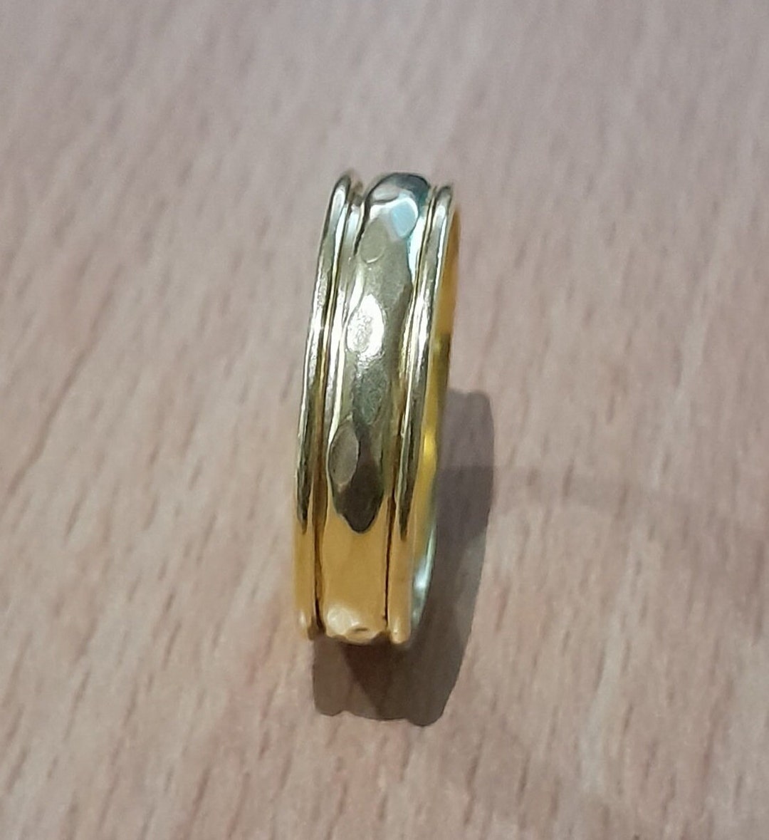 14K Gold Plated Spinner Ring, Fidget Ring, Handmade Ring, Minimalist ...