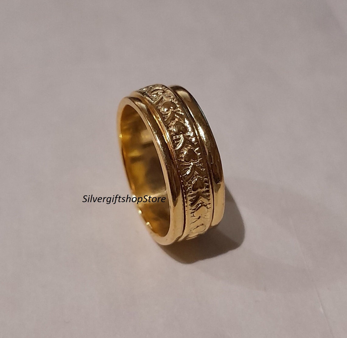 18K Gold Plated Spinner Ring Fidget Ring Handmade Ring - Etsy