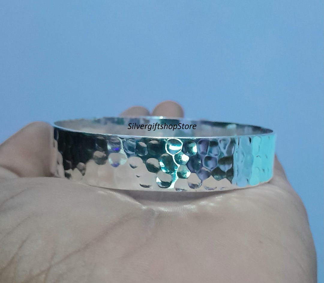 Classic Silver Hammered Bangle / Bracelet, Handmade Hammered 925 ...