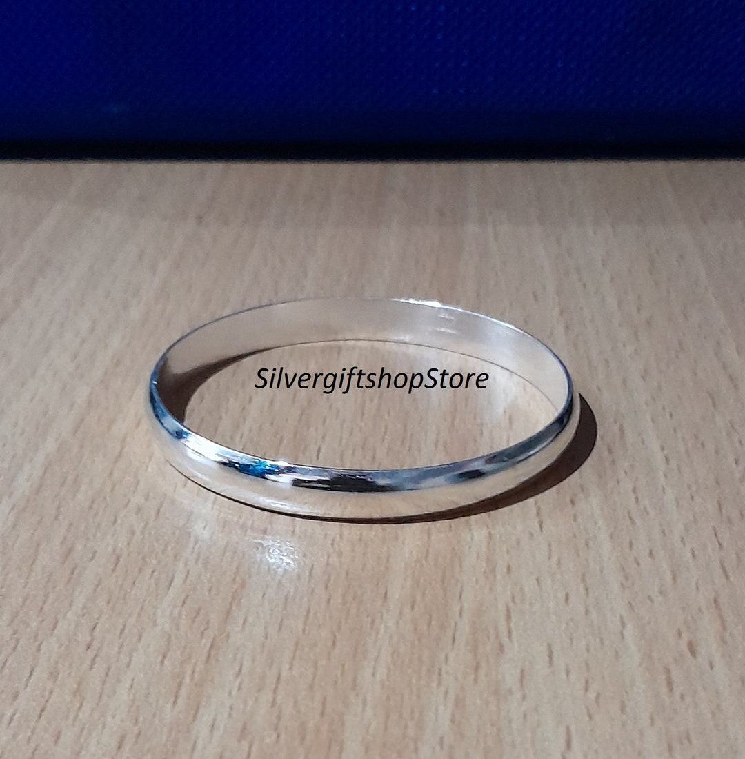 Solid 925 Sterling Silver Kara or Kada or Bracelet/bangle ,half Round ...