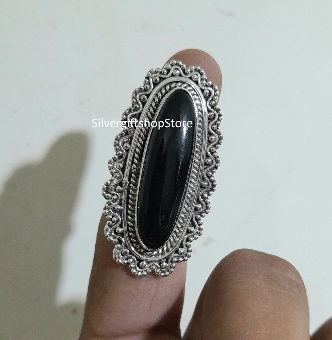 Handmade Sterling Silver Black Onyx Ring: Alternative Engagement - Etsy