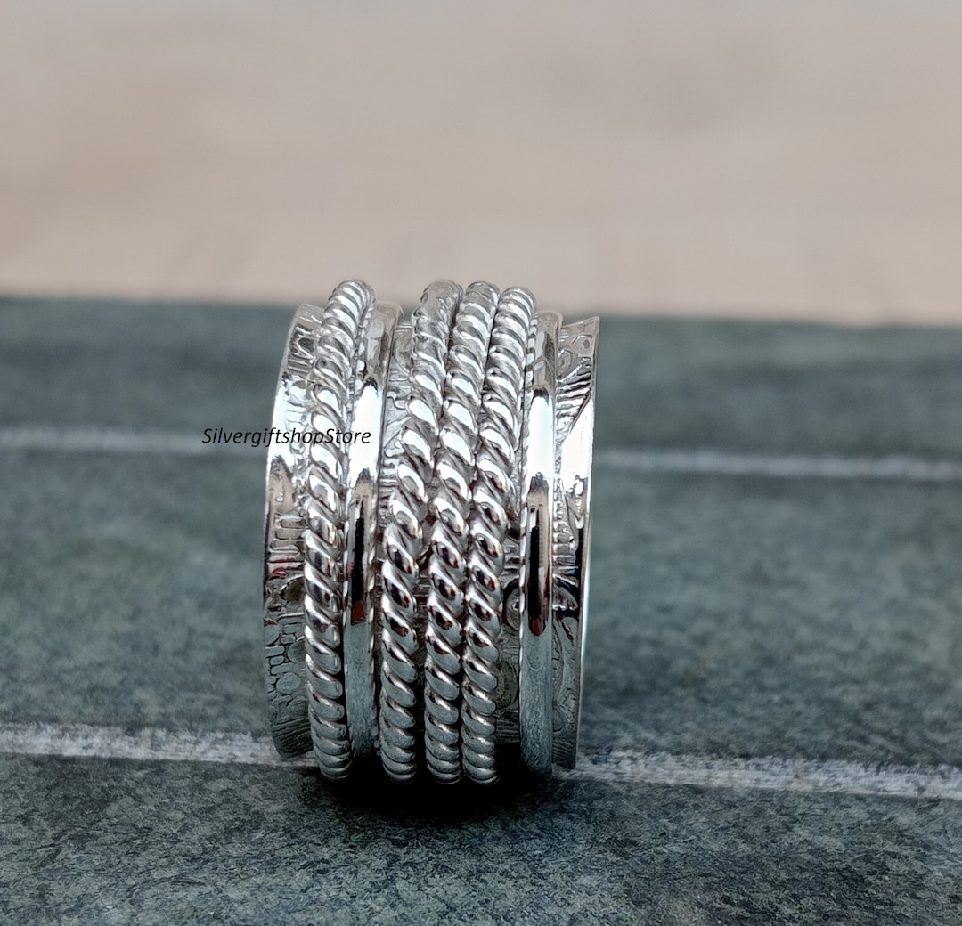 Most Popular Spinner Ring, 925 Sterling Silver Ring, Fiddle Ring, Worry ...