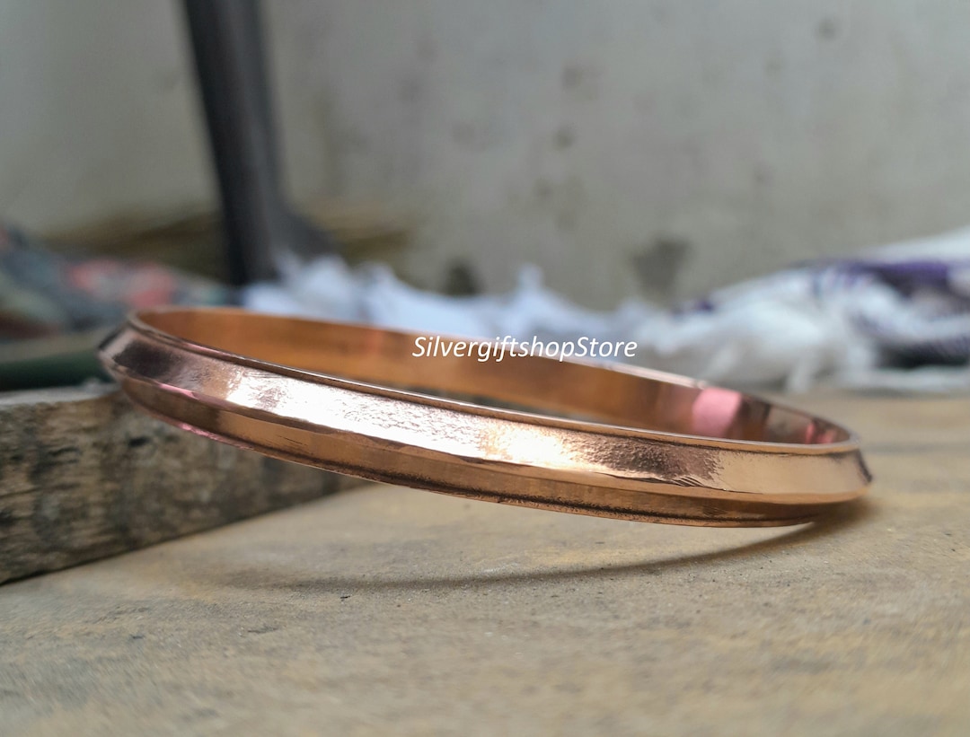 Pure Copper Kara Collar Edge Sikh Punjabi Singh Bangle Kaur Khalsa Kada ...