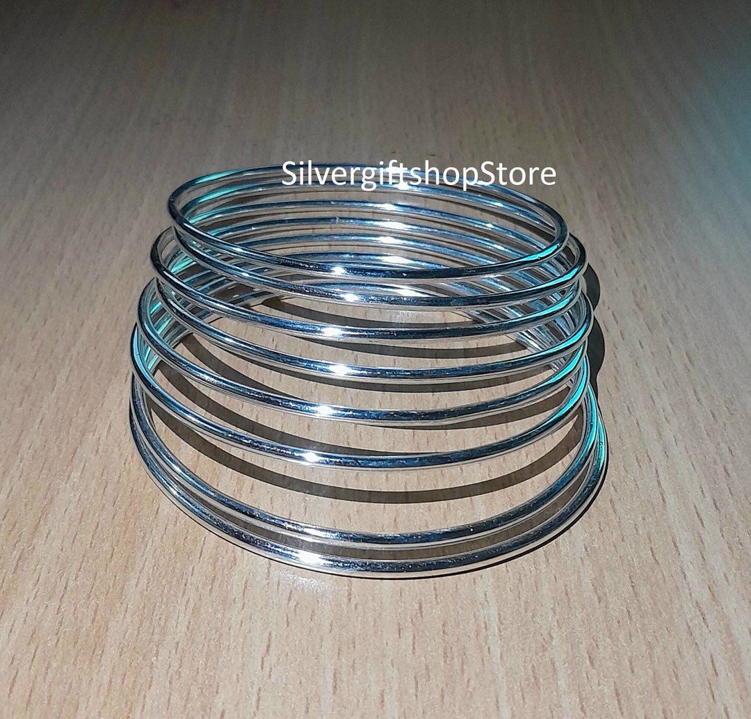 Handmade Sterling Silver Bangle Set: Simple Wire Stacking Bangles - Etsy