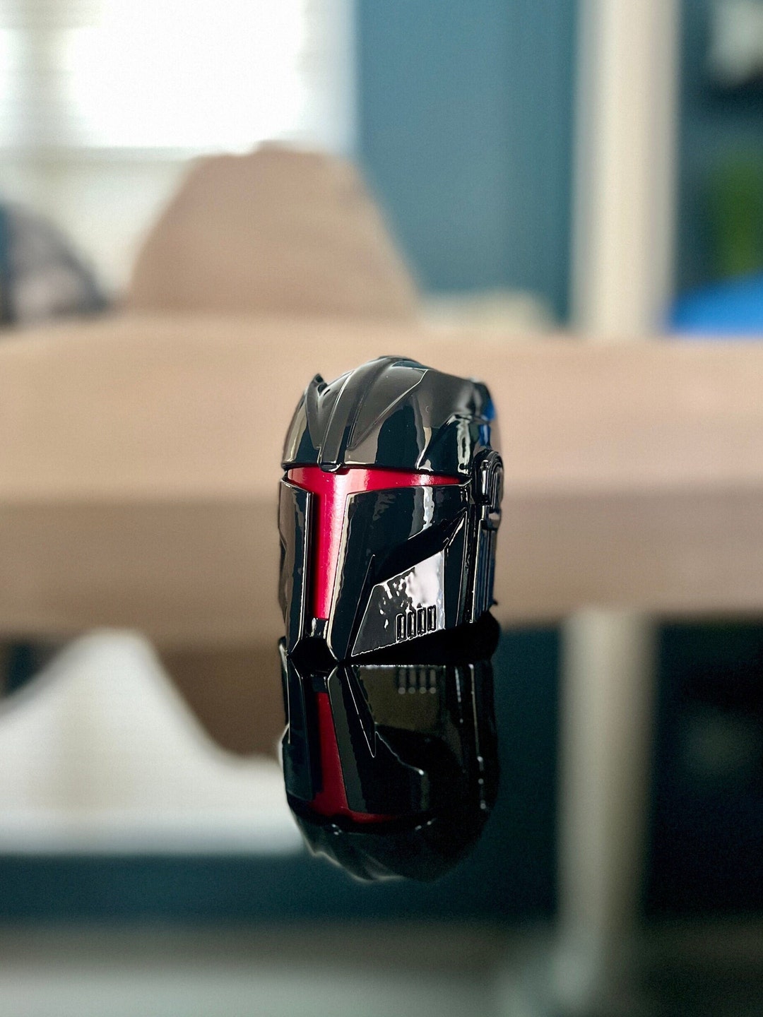 Mini Mandalorian Knight Helmet | Black/red Visor | Mando Scifi ...
