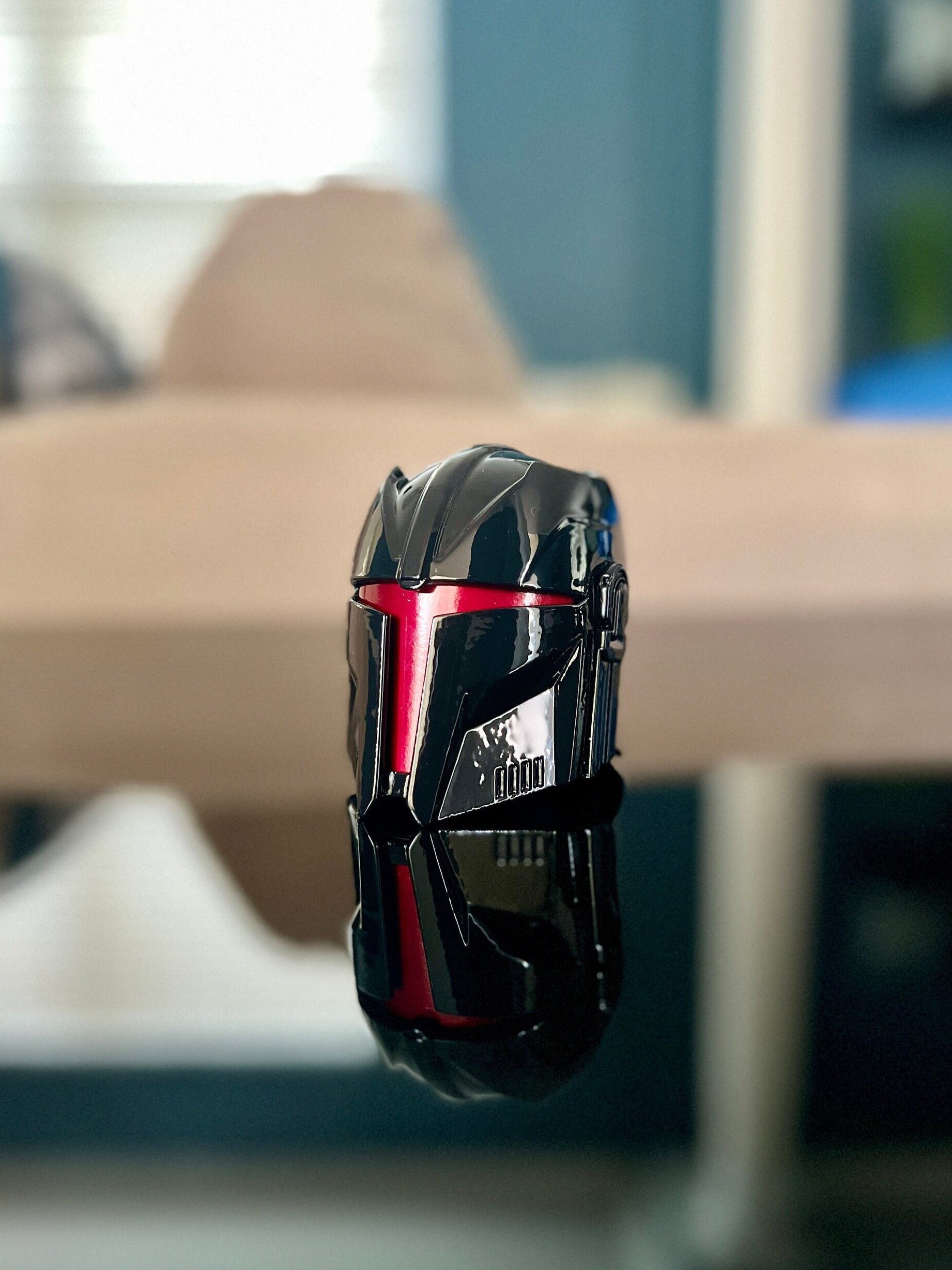 Mini Mandalorian Knight Helmet | Black/red Visor | Mando Scifi ...