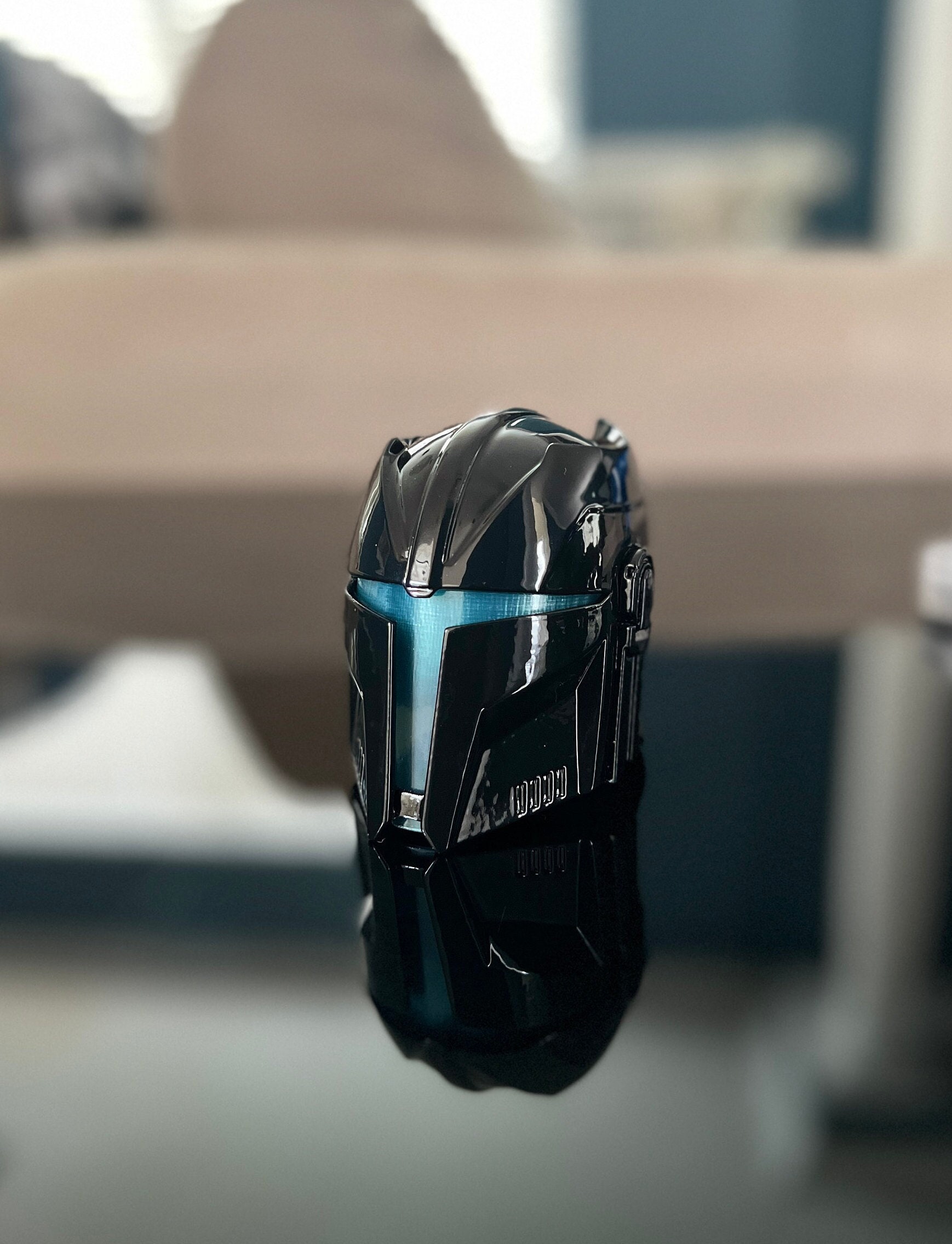 Mini Mandalorian Knight Helmet | Black/blue Visor | Mando Scifi ...