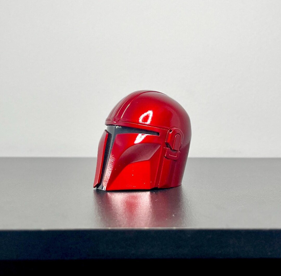 Mini Mandalorian Helmet | Metallic Red/black Visor | Mando Scifi ...