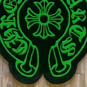 Handmade Gothic Cross Rug Red Yellow Green White Blue Custom Tufted ...