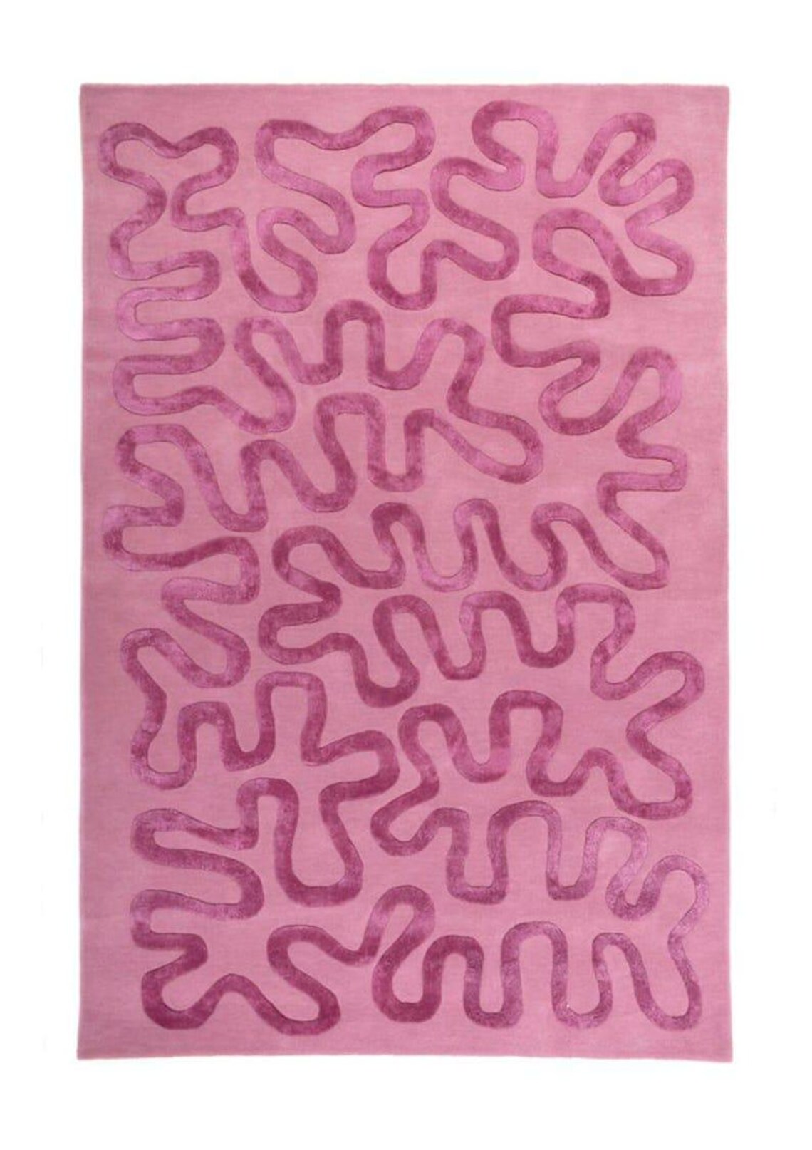 Pink Abstract Wavy Rug 5X7 5X8 7X10 8x10 Modern Handmade Tufted Carpet ...