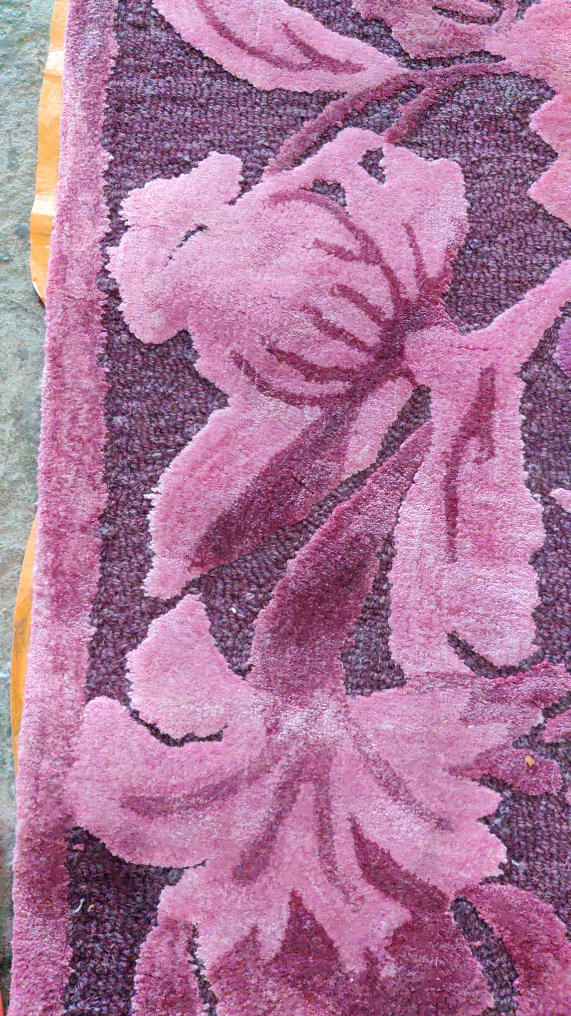 Purple Flower Hand Tufted Rug, 100% Wool Accent Rug for Home, Living ...
