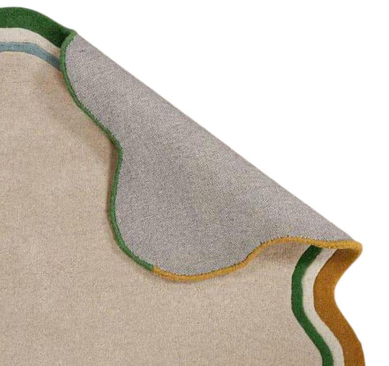 Handmade Wavy Edge Area Rug – Modern Neutral Beige Rug With Multicolor ...