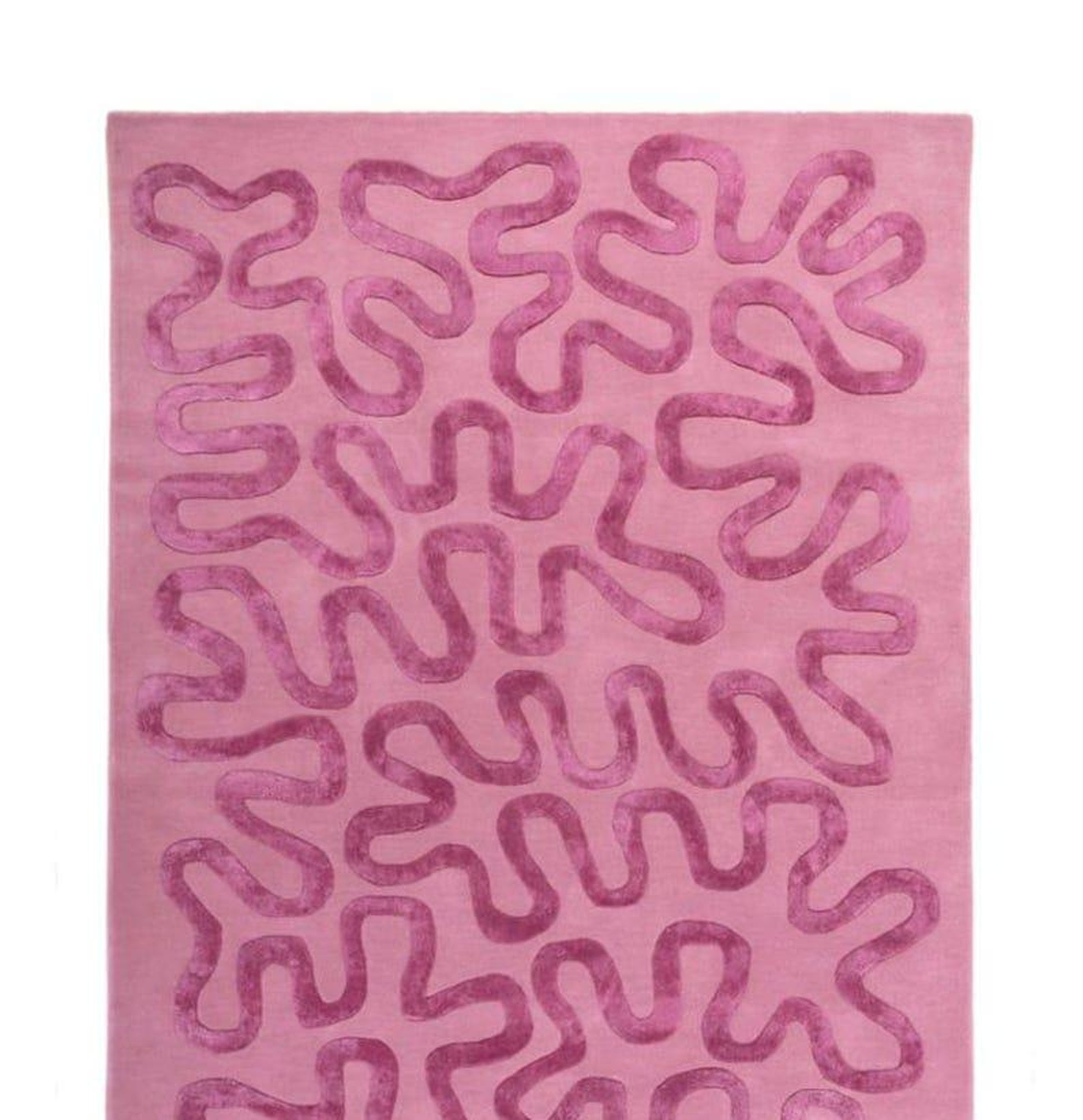 Pink Abstract Wavy Rug 5X7 5X8 7X10 8x10 Modern Handmade Tufted Carpet ...