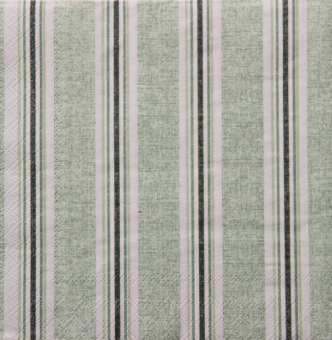 Striped Paper Napkins for Decoupage, Green, Gray, White, 13" (2 or 4 ...