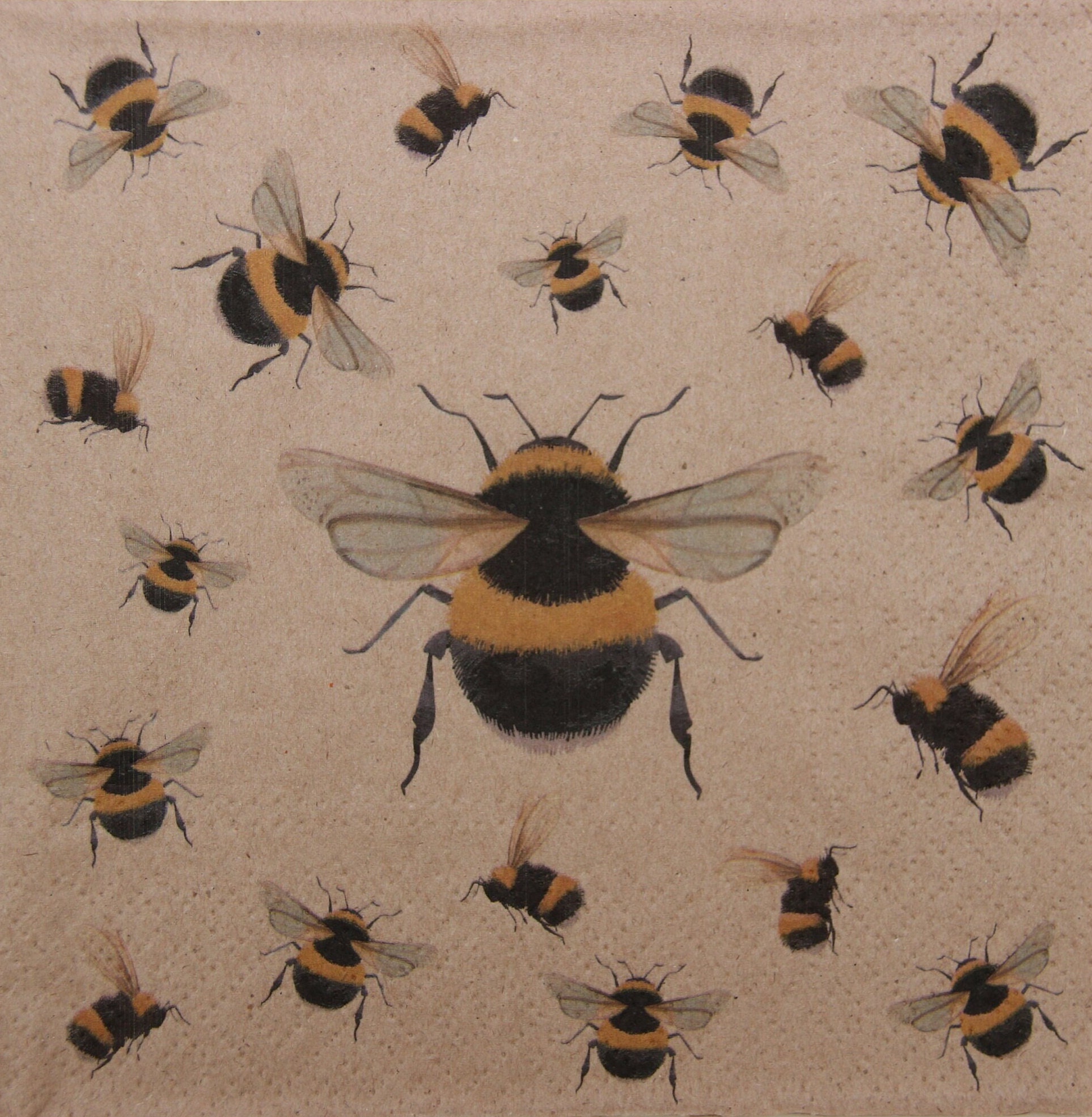2 or 4 Pcs Paper Napkins for Decoupage, Bumblebees Pattern on 100% ...