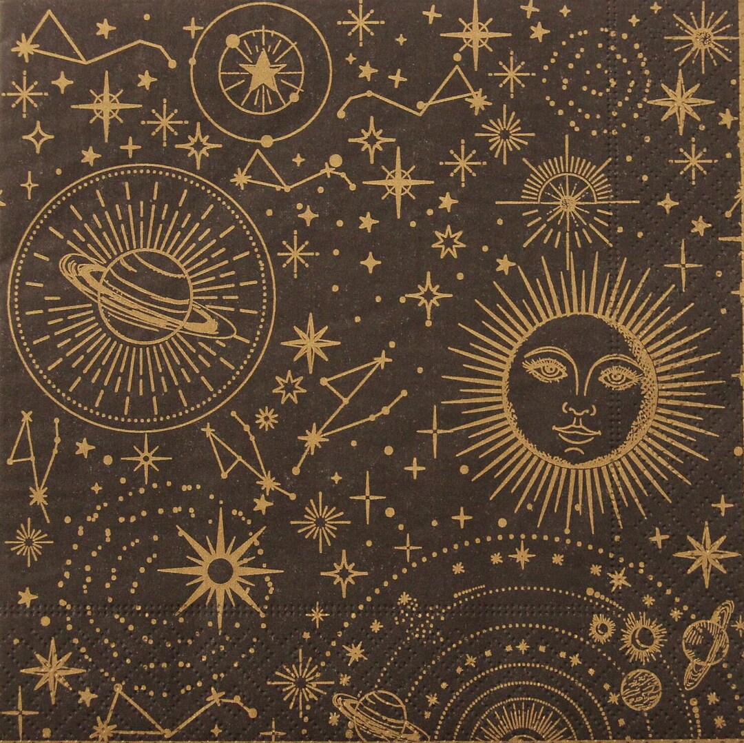 Celestial Paper Napkins, Galaxy Constellation Sun Design (2 or 4 Pcs ...