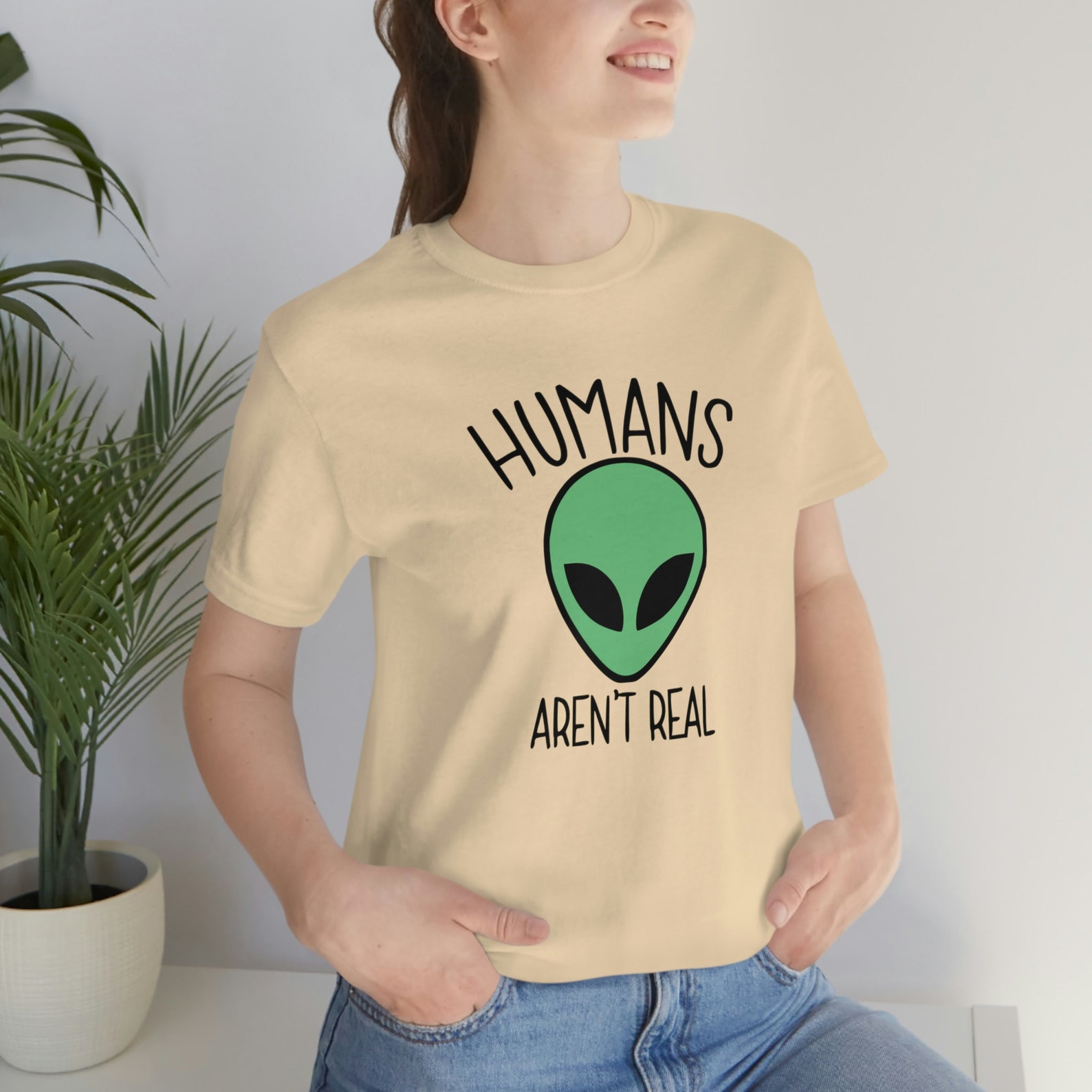 Alien Shirt Humans Aren't Real Tee Tshirt T-shirt T Shirt Ladies Mens ...