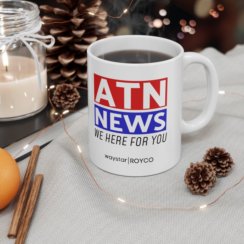 Succession ATN News Mug, ATN Mug, Waystar Royco Mug, We Here for You ...