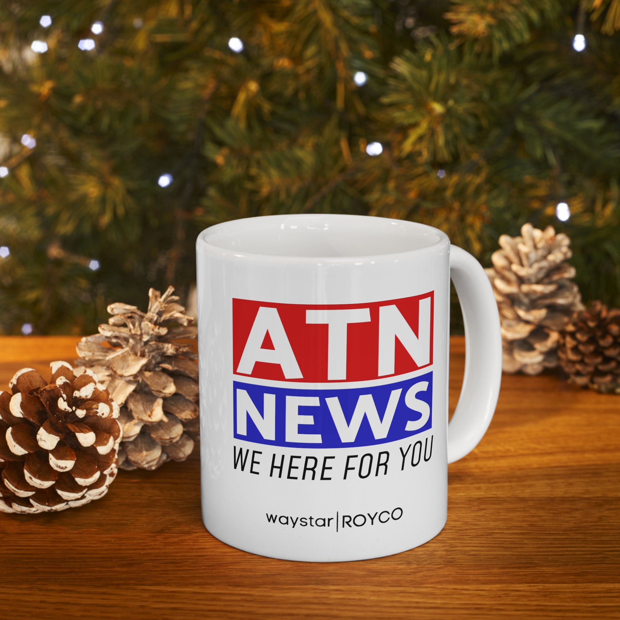 Succession ATN News Mug, ATN Mug, Waystar Royco Mug, We Here for You ...