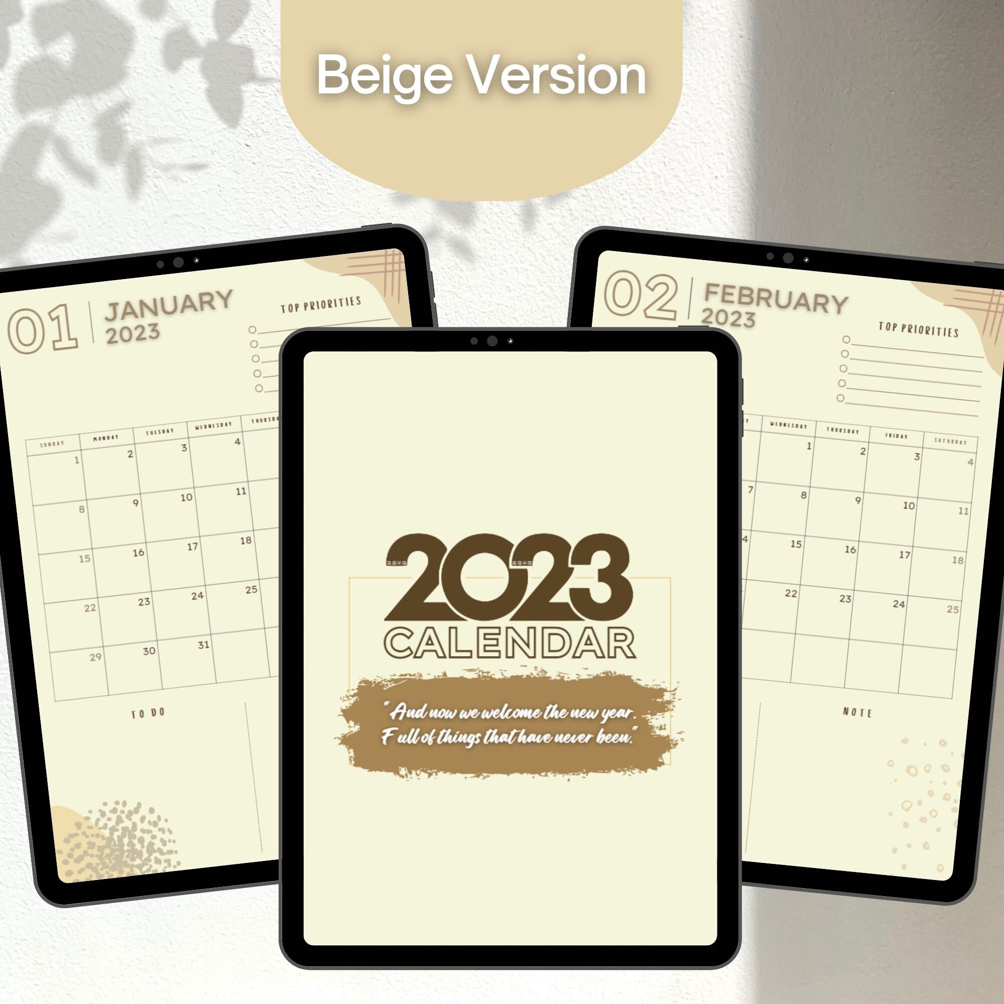 Digital 2023 Calendar Planner Dated Calendar 3 Different Color Versions ...
