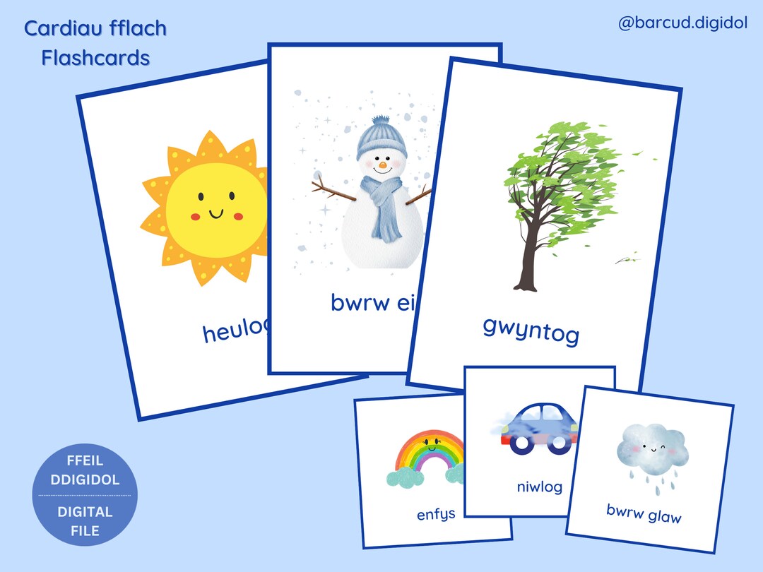 Welsh Weather Flashcards, Cardiau Fflach Y Tywydd, Printable Resource ...