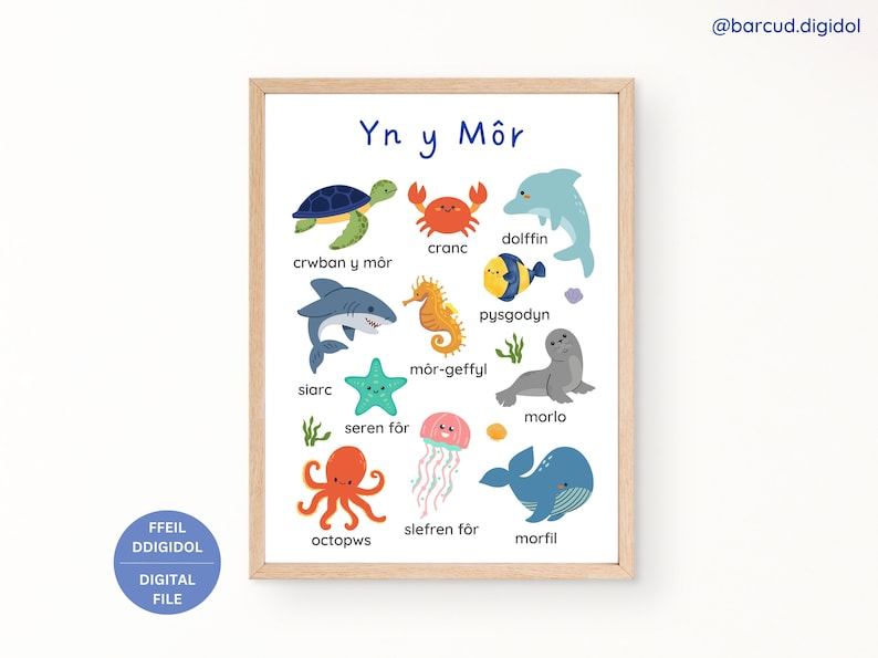 Welsh Sea Creatures Print, Print Yn Y Môr, Printable, Educational ...