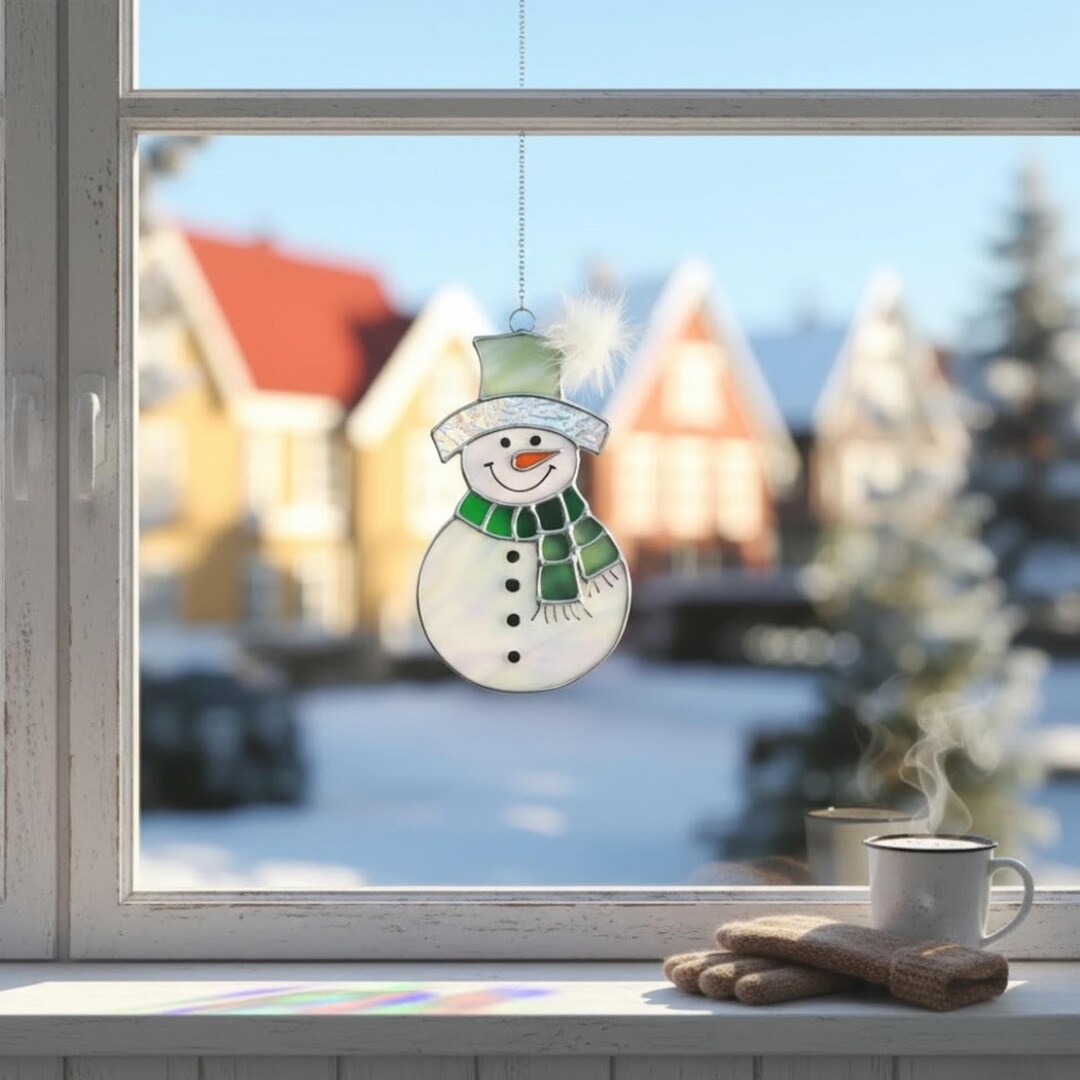 Stained Glass Snowman Suncatcher, Secret Santa Gift, Cute Christmas ...