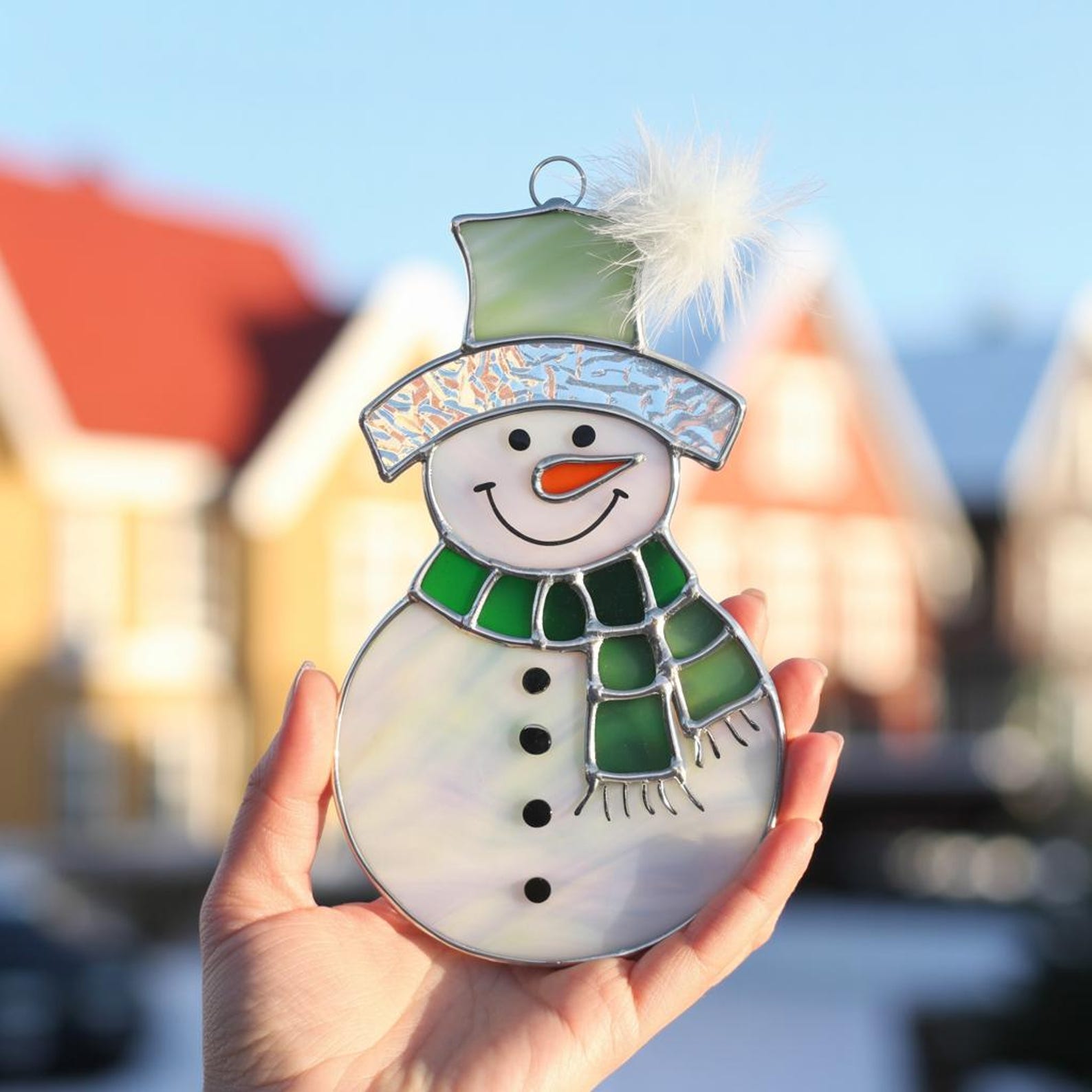 Stained Glass Snowman Suncatcher | Handmade Christmas Ornament ...
