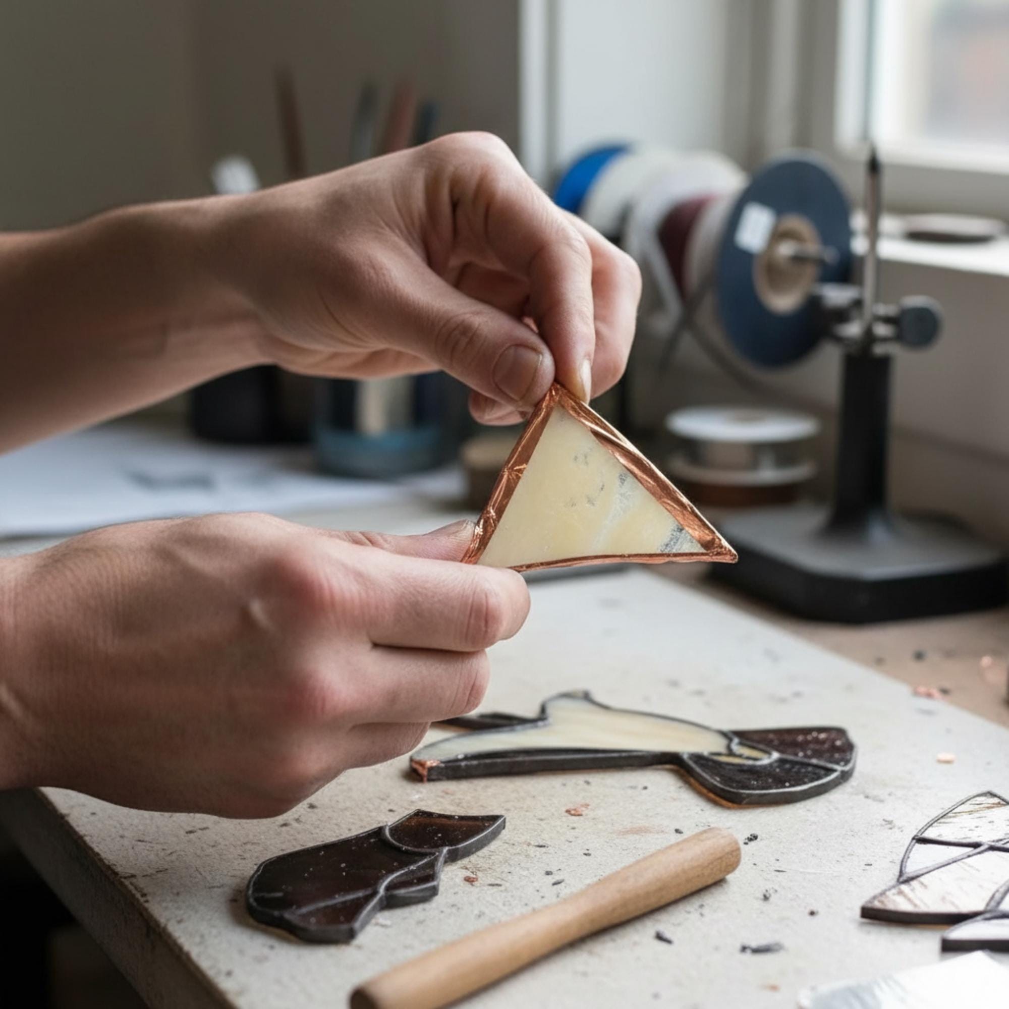 Red Tailed Hawk Stained Glass Suncatcher | Bird of Prey Window Hanging ...