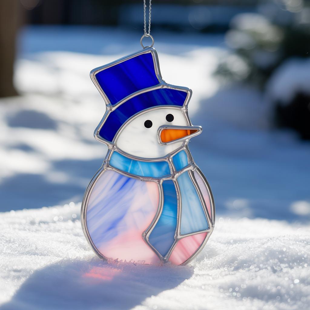 Stained Glass Snowman Suncatcher | Handmade Christmas Ornament ...