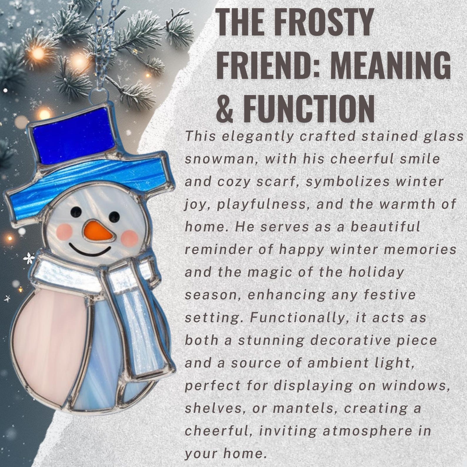 Stained Glass Snowman Suncatcher | Handmade Christmas Ornament ...
