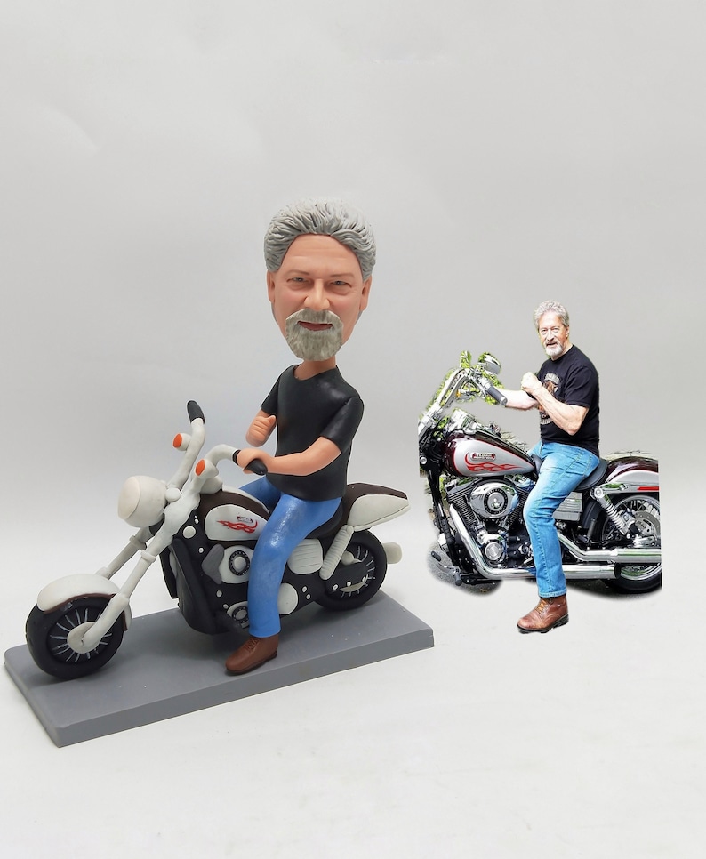 Custom Motorcycle Dad Birthday Bobblehead Figurine Personalized Rider ...